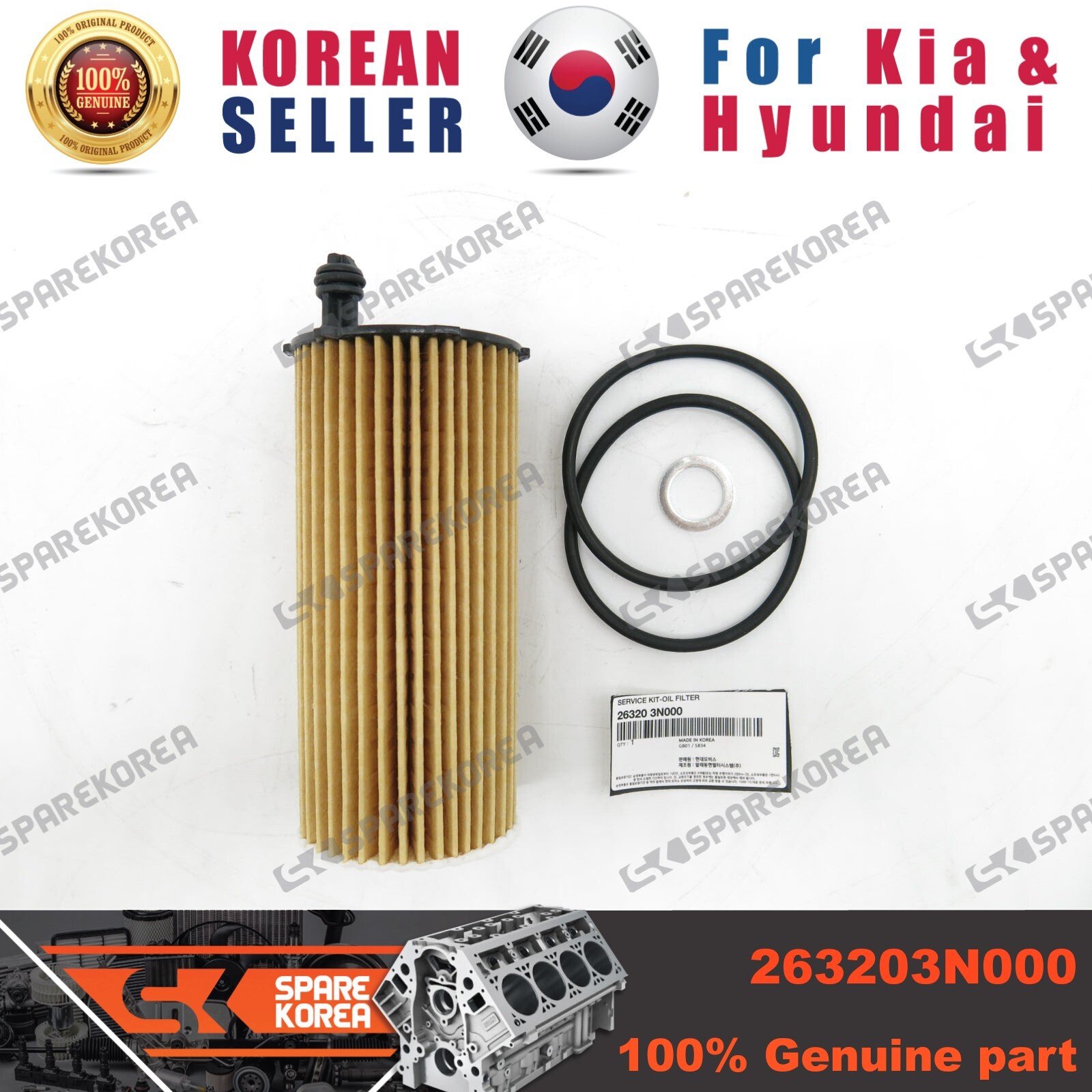 OEM Kia Oil Filter Service Kit 26320-3n000 for sale online | eBay