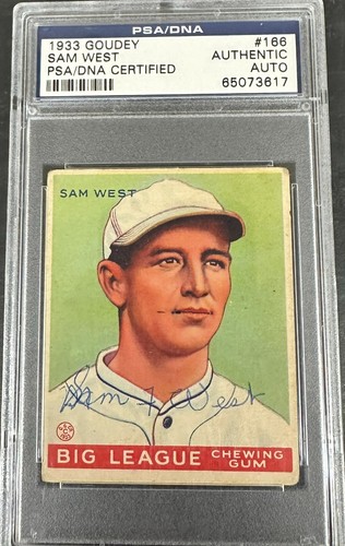 1933 Goudey #166 Sam West autograph signed Baseball card PSA/DNA | eBay