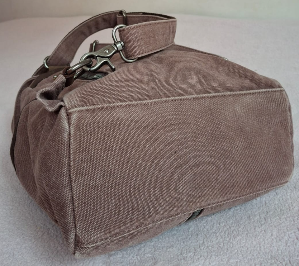 DaVan Lightweight canvas backpack leather trims Water repellent ...
