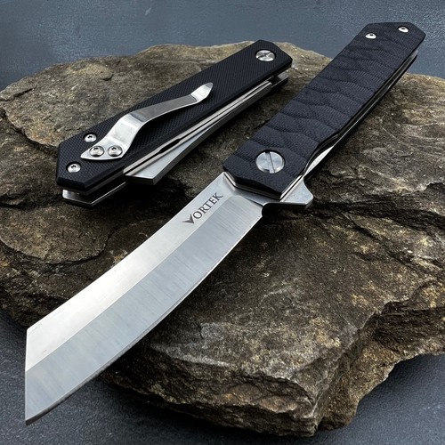 VORTEK KYOTO Black G10 D2 Cleaver Blade Ball Bearing Flip Folding ...