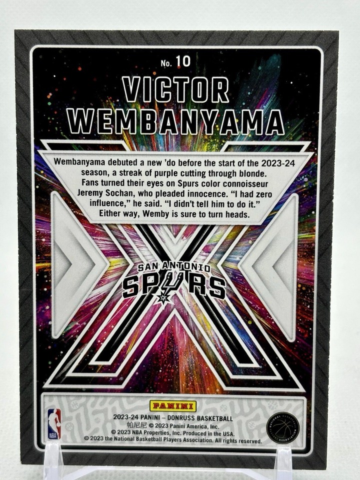 2023-24 DONRUSS VICTOR WEMBANYAMA ROOKIE CARD GREAT X-PECTATIONS RC #10 ...