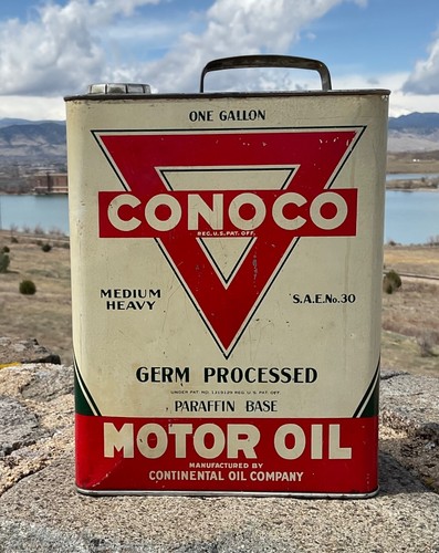 MOTOR OIL CAN CONOCO CONTINENTAL COMPANY ONE GALLON GAS AUTO TRUCK ...