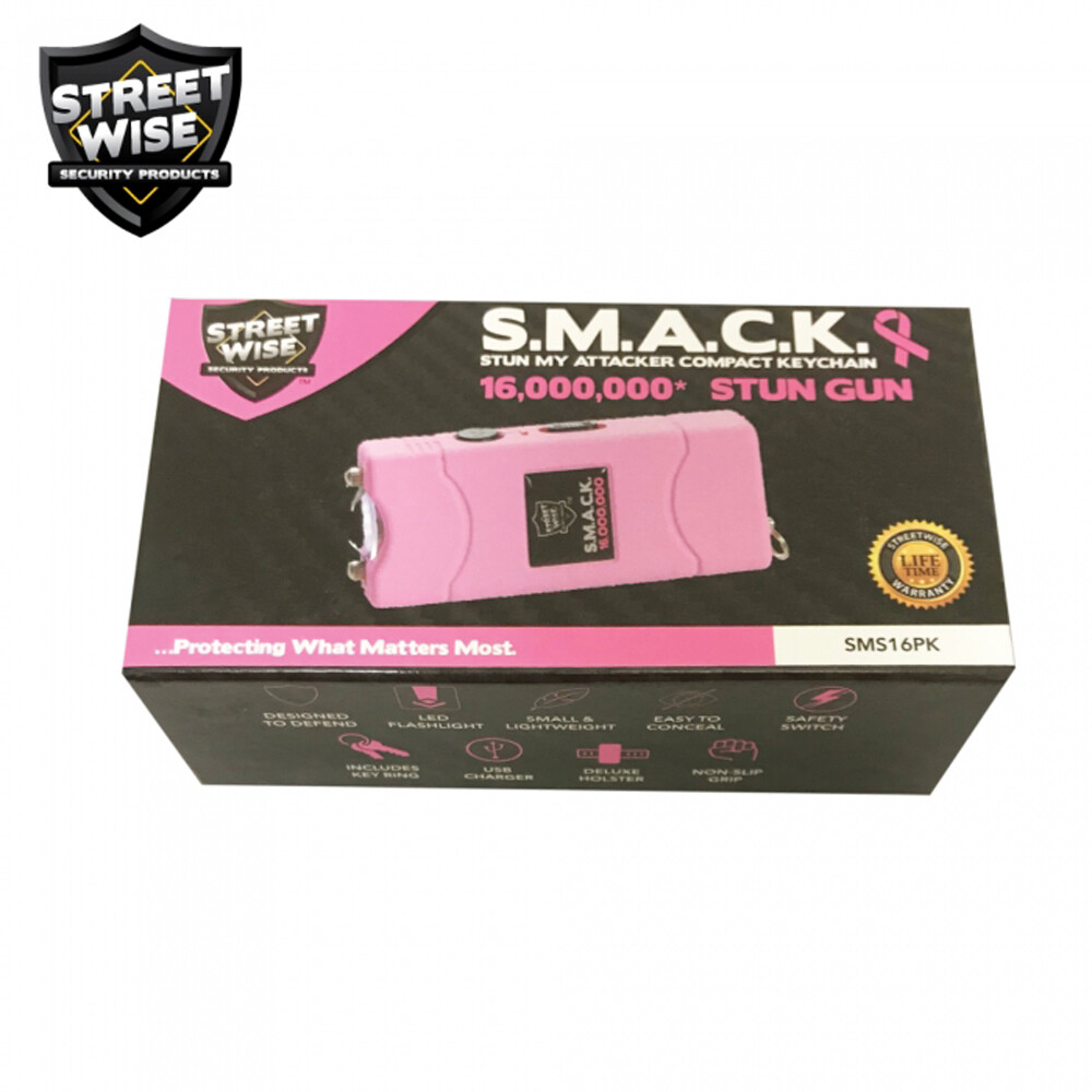 Streetwise Smack Mini Pink Ladies Stun Gun 16 Mil Volts LED Light Self ...
