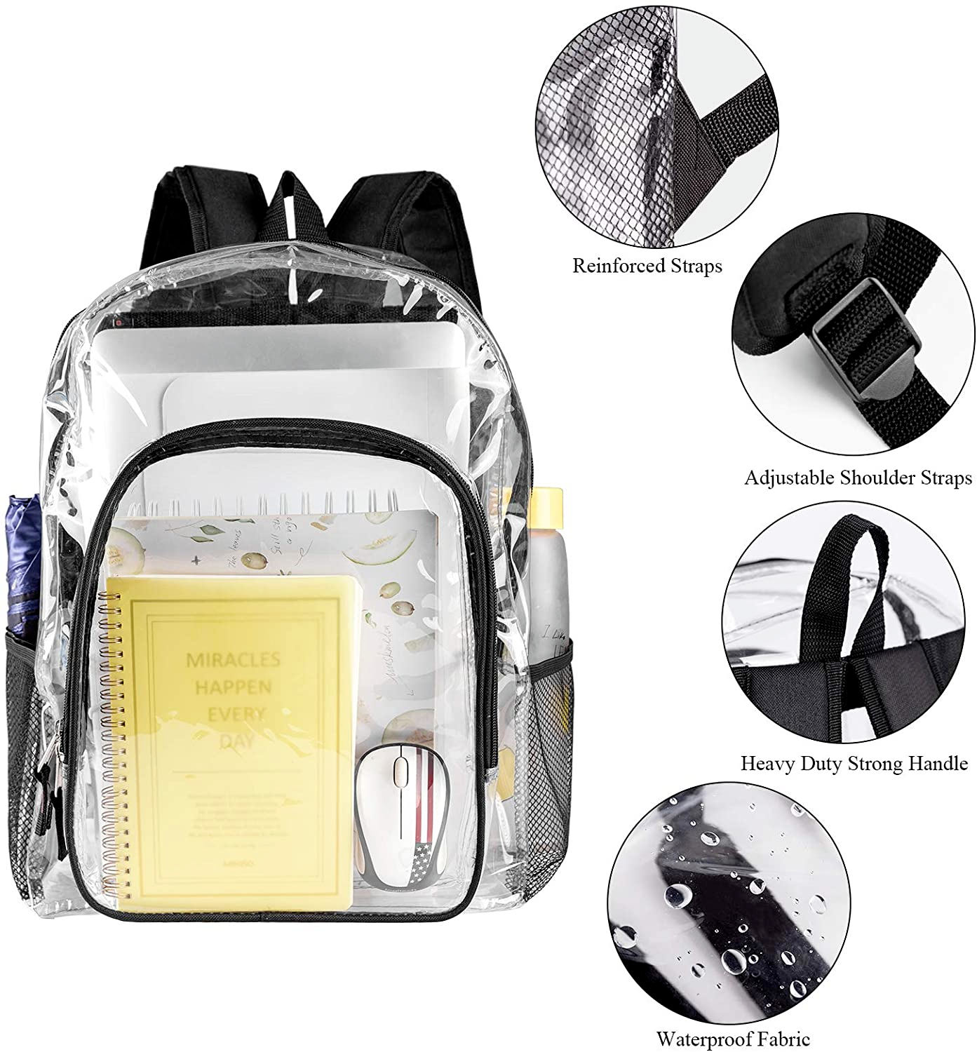 Transparent Mochilas Student Bagpack Clear Backpack Kids Rucksack See ...