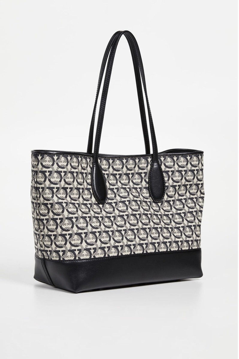 SALVATORE FERRAGAMO Studio Gancini Large Coated Canvas Tote SALVATORE FERRAGAMO Studio Gancini Large Coated Canvas Tote
