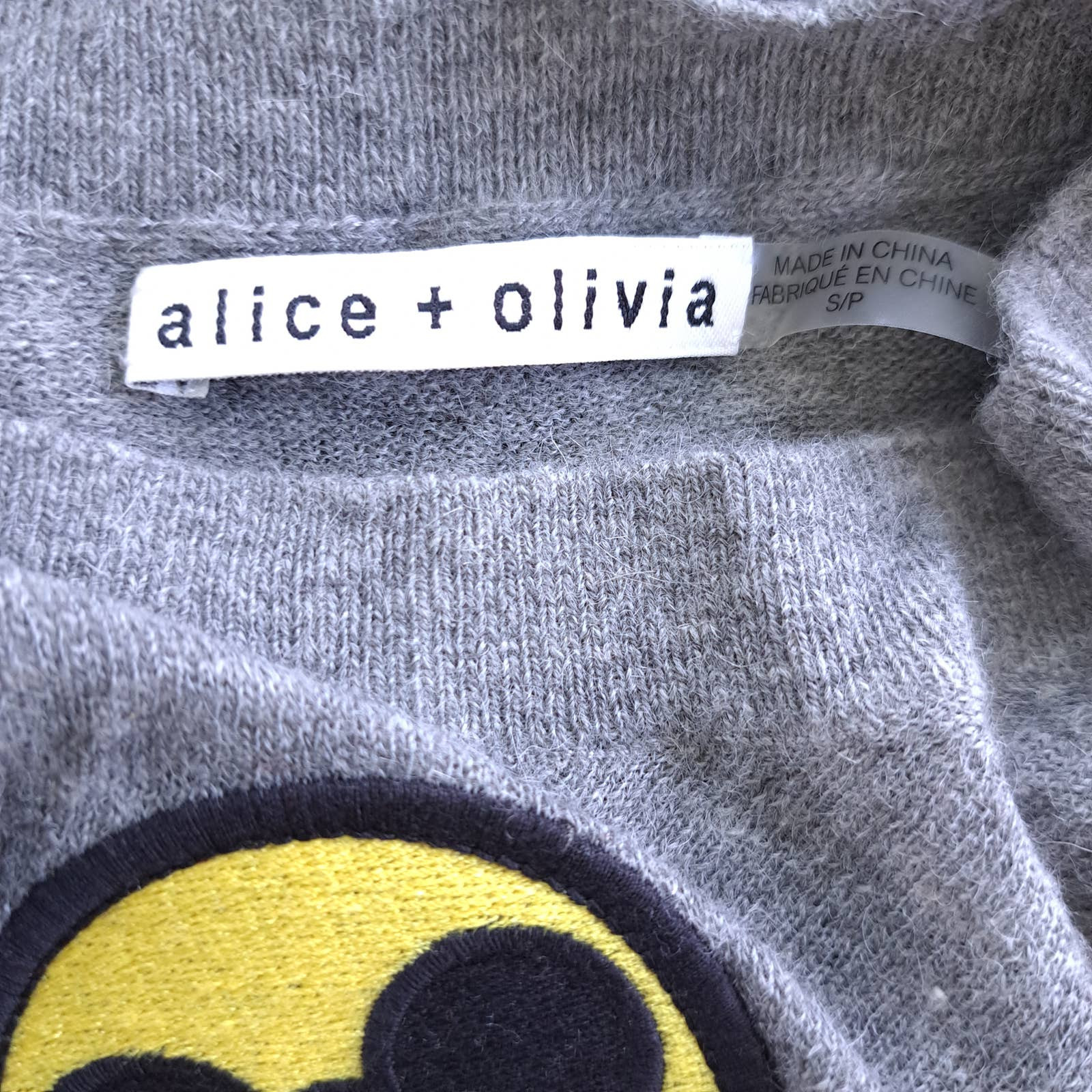 Alice + Olivia Bai Stace Face Emoji Folder Gray Wool … - Gem