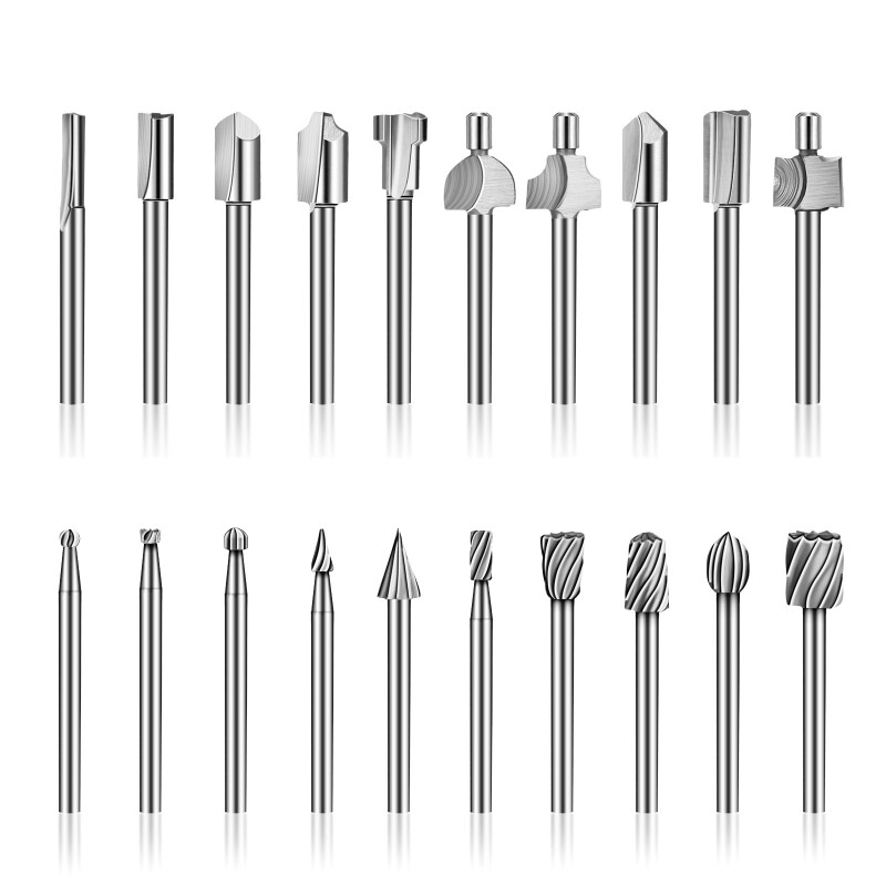 10Pcs Engraving Bit &10Pcs HSS 1/8 (3mm) Shank HSS Rotary Router Bits ...