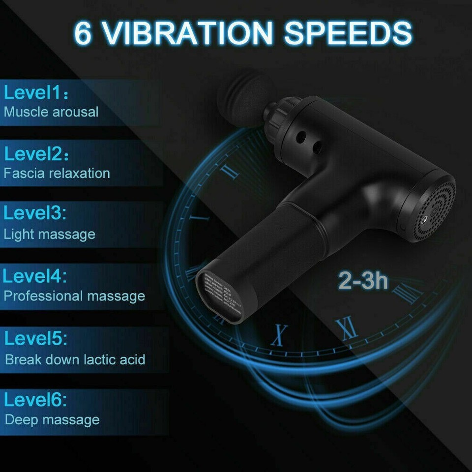 Massage Gun Percussion Massager Deep Tissue Muscle Vibrating Relaxing ...