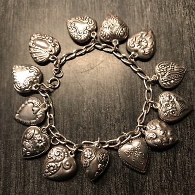 Vintage WW2 Sweetheart Sterling Silver Charm Bracelet Novelty Wartime ...