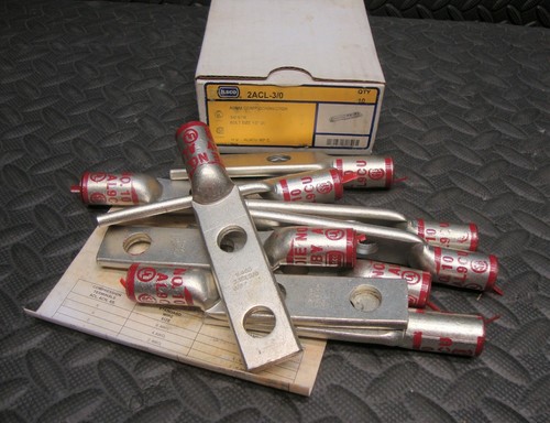 10 Lot NEW Ilsco 2ACL-3/0 Aluminum Compression Lug 1/2" Bolt AL9CU ...