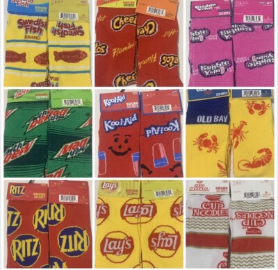 Novelty Crazy Mens Socks Cheetos soda Mtn Dew Swedish Fish Cereal Candy ...