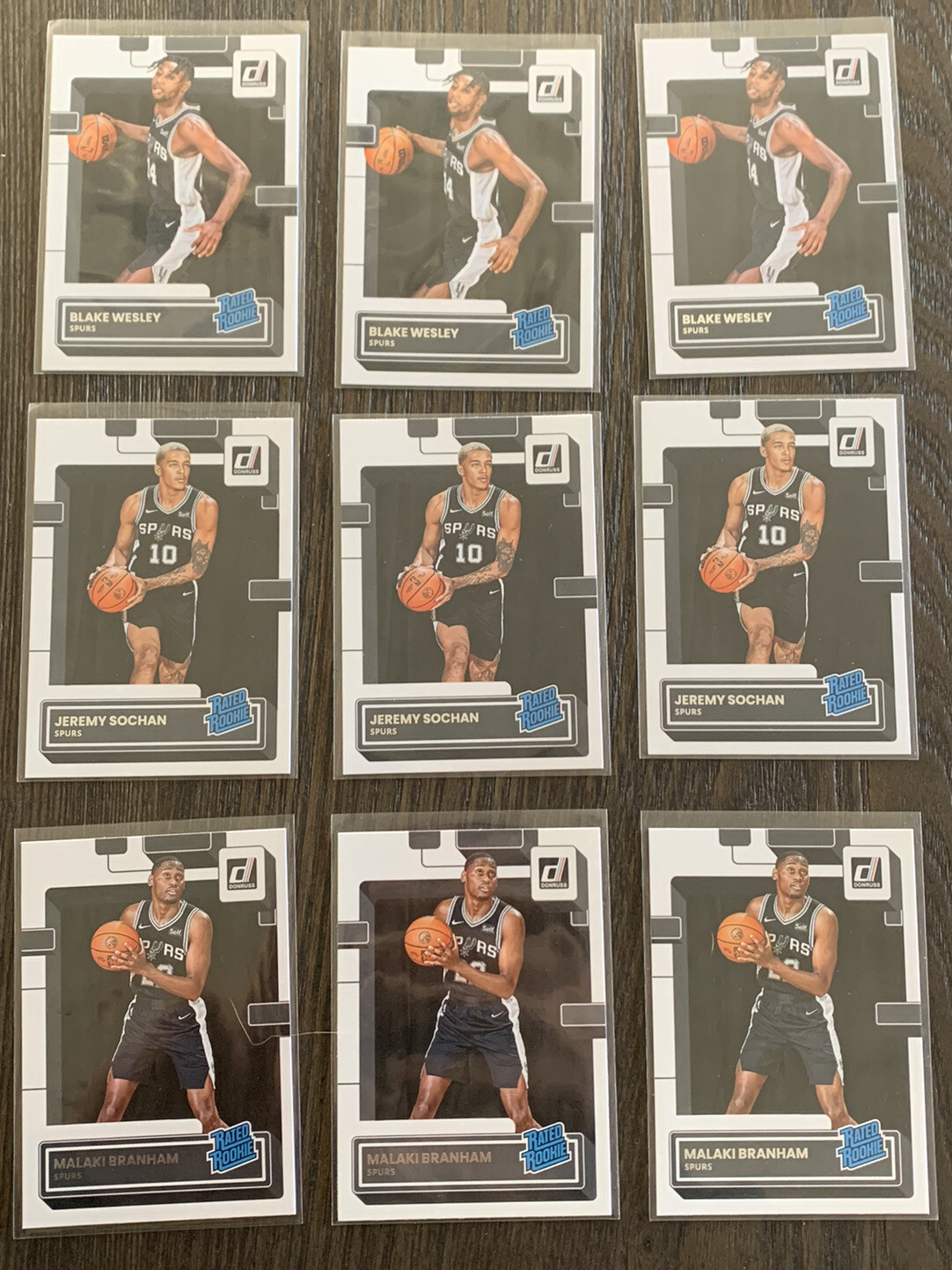 Lot of (9) 22-23 Panini Donruss Spurs Rated Rookie Cards Sochan Branham ...