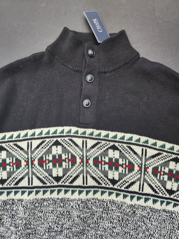 Chaps 100% Cotton Button Mock Neck Sweater Men's M NWT | eBay