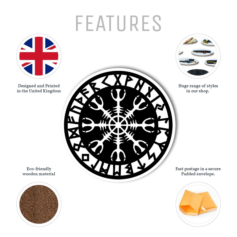 1 x Beautiful Greek Rune Design - Round Coaster Kitchen Student Kids ...