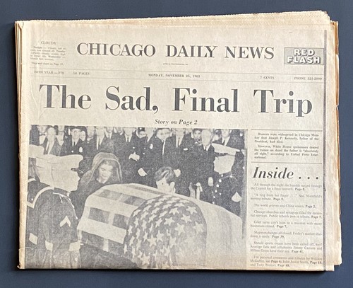 1963 John F. Kennedy JFK 11/25/63 Chicago Daily News Funeral Mourning ...