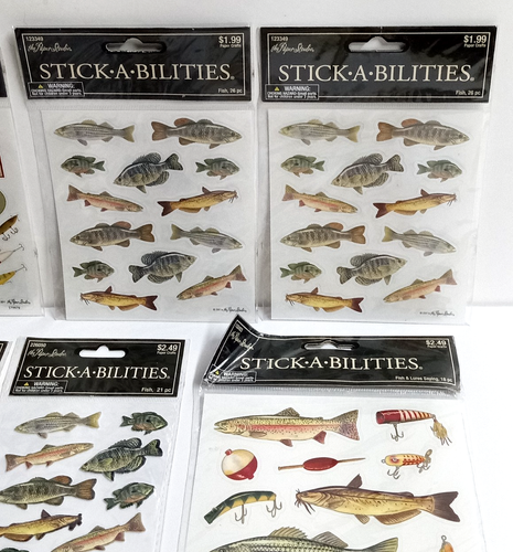 Scrapbooking Sticker Lot of 6 Packages Fishing Lures Bass Fish ...