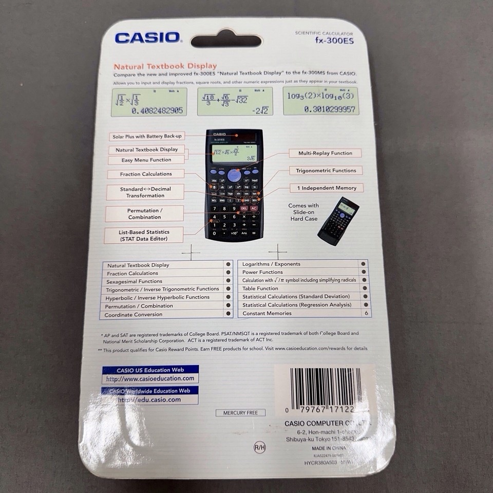 Casio FX 300ES Scientific Calculator Natural Textbook Display New ...