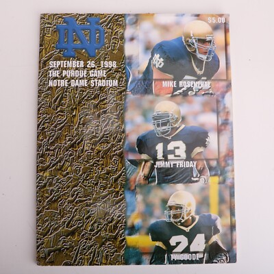 Notre Dame Purdue Football Game Program September 26 1998 | eBay
