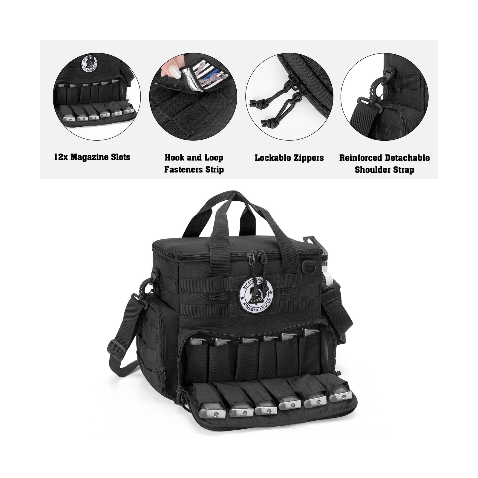 DSLEAF Tactical Gun Range Bag with 3 Pistol Cases, Gun Duffle Range Bag ...