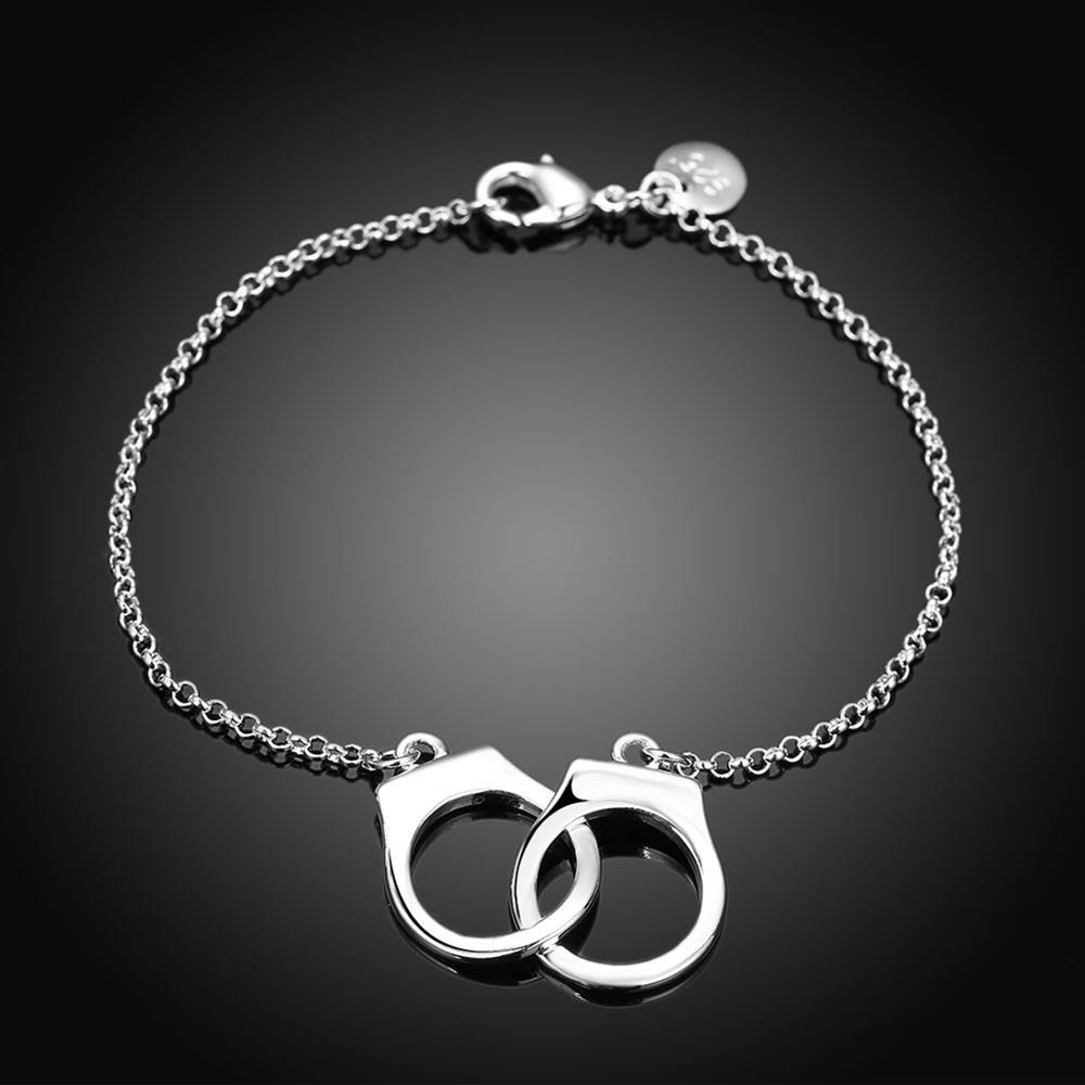 Mens Womens 925 Sterling Silver Interlock Handcuffs Elegant Chain ...