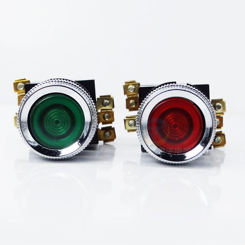 220V Red/Green LED Momentary Push Button Llluminated Switch 25MM SPDT ...