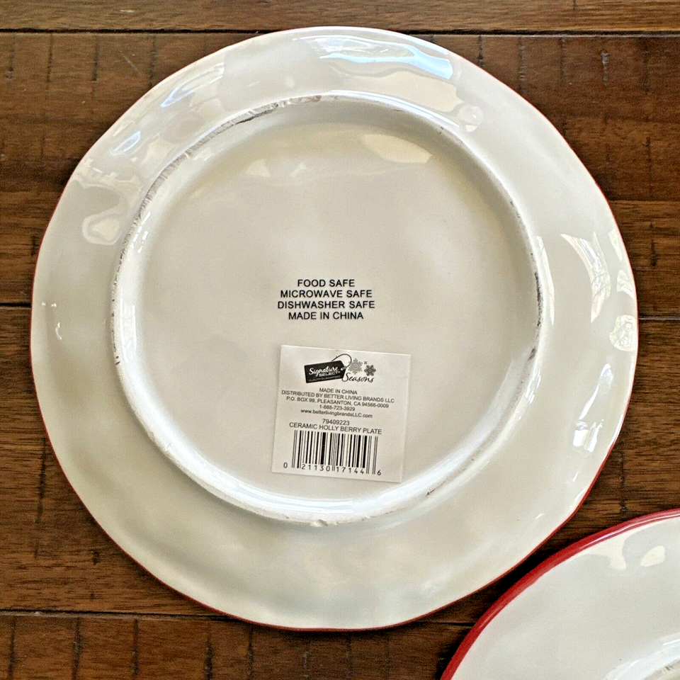 Set 2 Signature Select Ceramic 8in Joy & Merry Side Plates Christmas ...