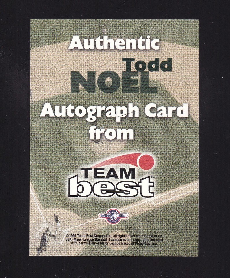 1999 Team Best Todd Noel Autograph Rockford Cubbies | eBay