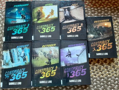 Conspiracy 365 Book Lot of 7 hardcover Gabrielle Lord Feb,Apr,Jul,Aug ...