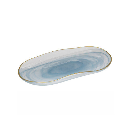 Ismay Blue Small Oblong 26.5cm Glass Platter Food Dish Serving Plate Dinnerware | eBay