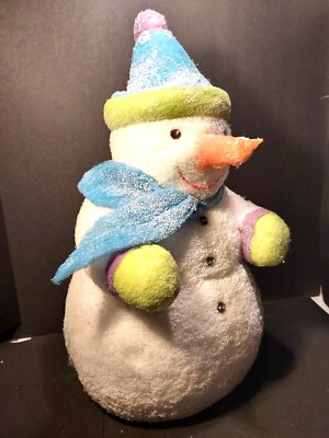 14" Tall HAppY Indoor Snowman Stocking Hat Matching Scarf & Mittens ...