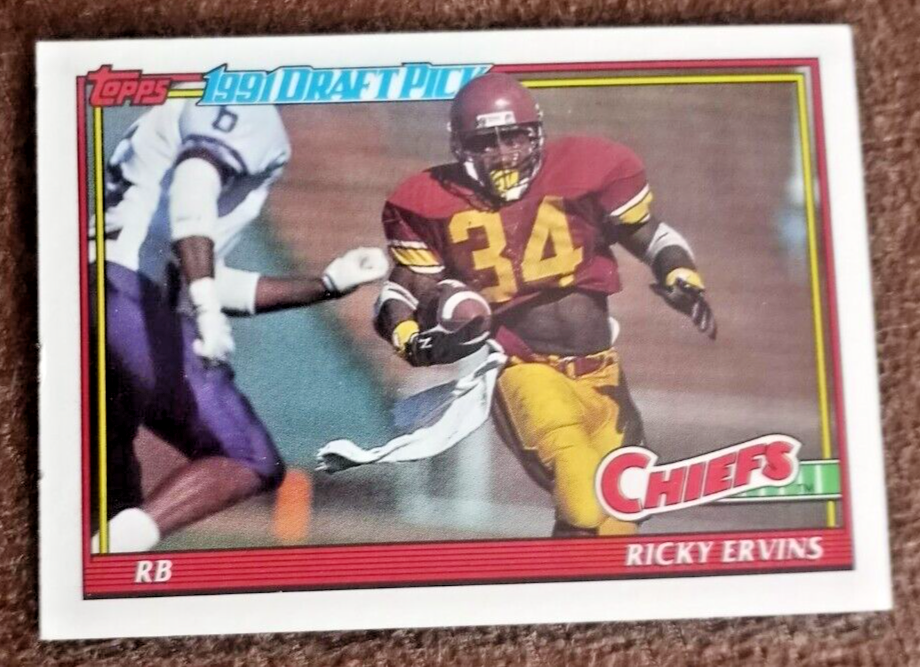1991 Topps Football Ricky Ervins Rookie #200 Kansas City Chiefs - Mint ...
