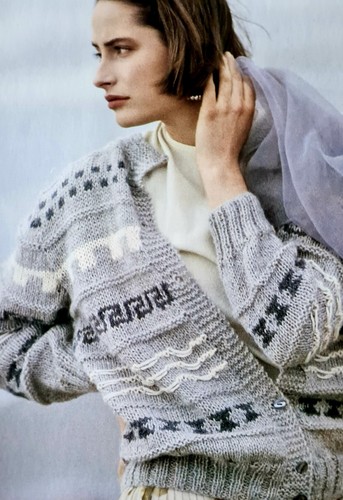 1980s Fair Isle Greek Key Button Waist Drop Shoulder Cardigan Knitting ...