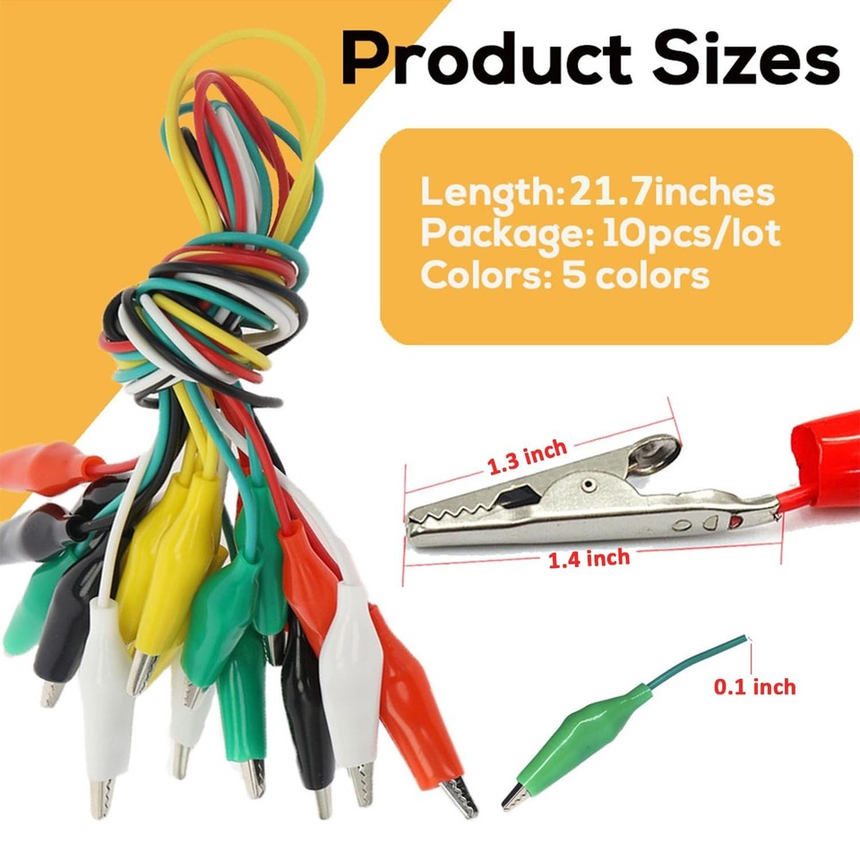 Alligator Clips Electrical, 20PCS Preminum Leads with Crocodile Clips ...