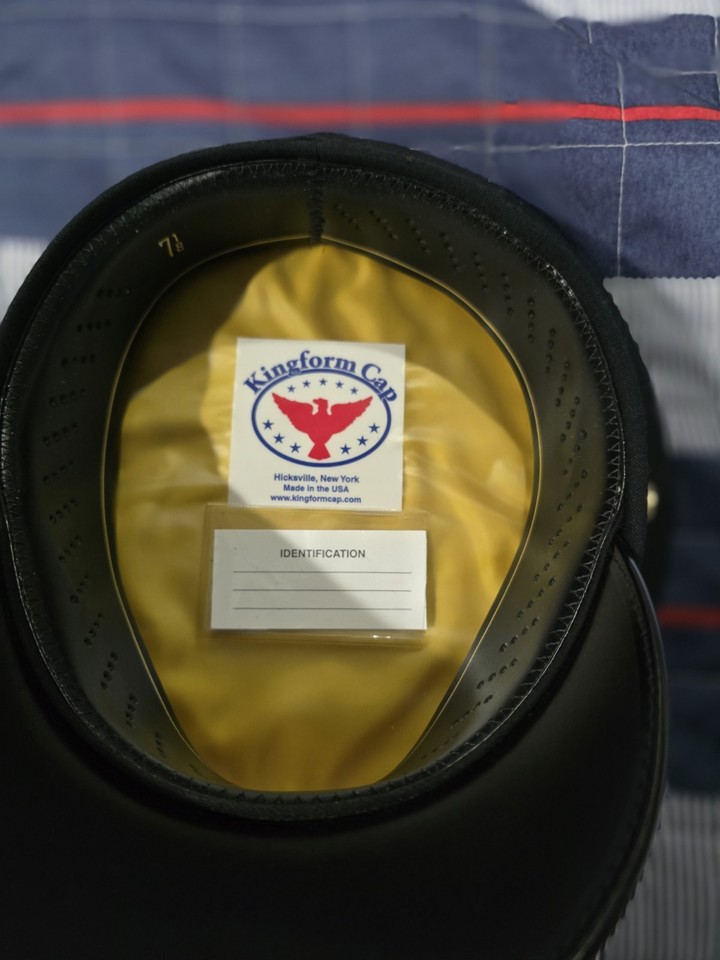 US Army Enlisted Dress Blue Service Cap Hat 7 1/8 Black Gold Visor ...
