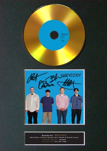GOLD DISC WEEZER Weezer (Blue) Signed Reproduction Autograph Mounted ...