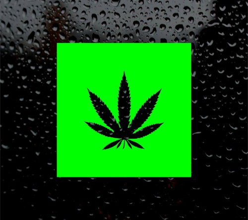 1 x square detailed cannabis leaf vinyl sticker decal weed pot hash ...