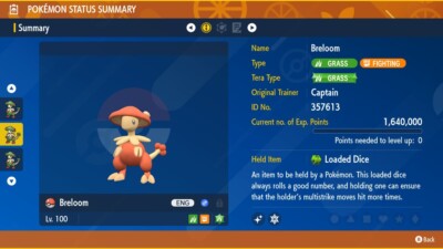 Pokemon Scarlet Violet Ultra Shiny 6IV Breloom Battle Ready - Spore ...