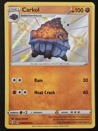 Carkol SV068/SV122 Shining Fates Shiny Vault Holo Rare Pokémon ...