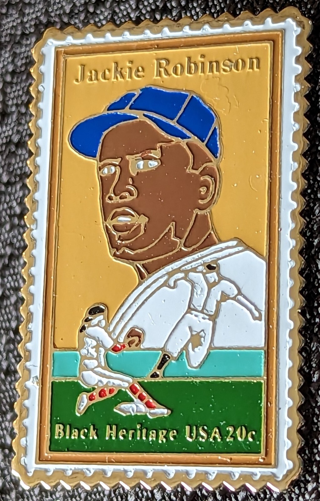 JACKIE ROBINSON Metal Postage Stamp Pin Black Heritage (The March Co ...