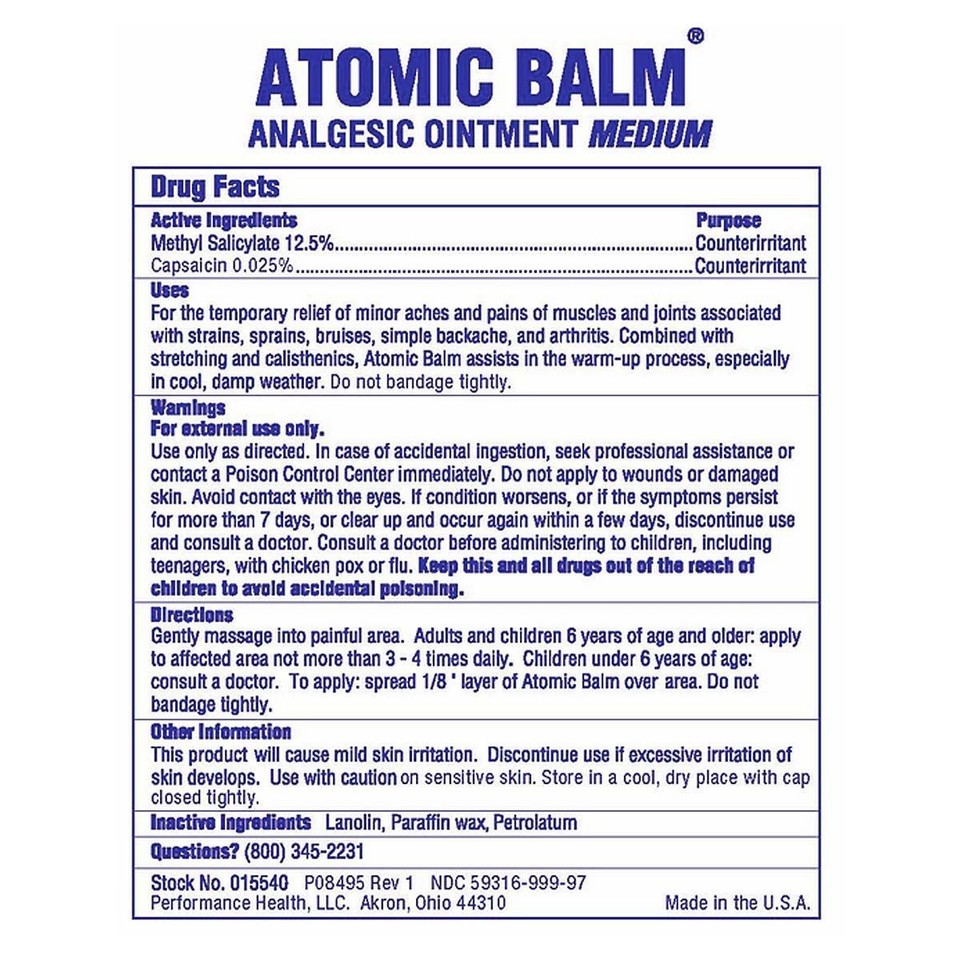Cramer Atomic Balm Topical Anagesic 1 Lb | eBay