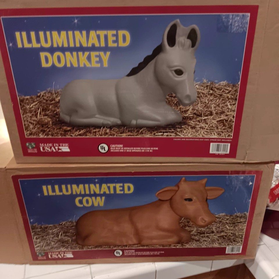 New Vtg General Foam Blow Mold Camel Cow Donkey Sheep Lighted Christmas ...
