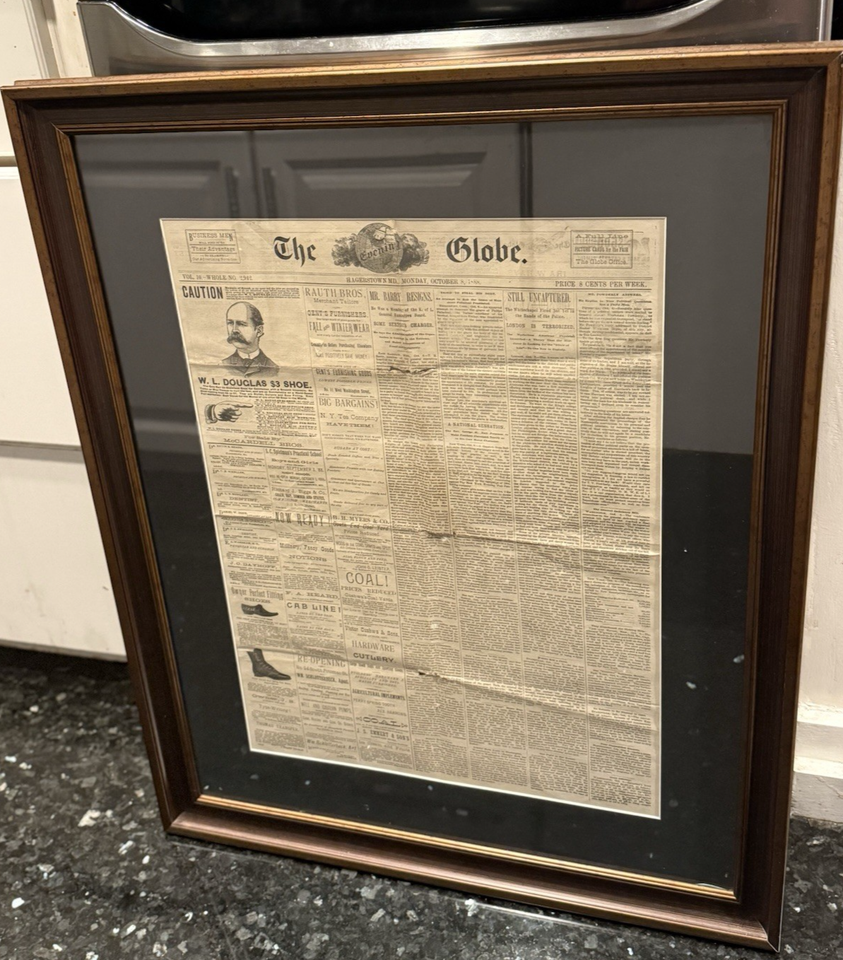 RARE Original 1888 Newspaper JACK THE RIPPER “WHITEChAPEL FIEND" FRAMED ...