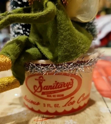 Vtg Rare Green With GOLD Trim FELT Rubber Face PIXIE Elf Piece 8 Inches ...