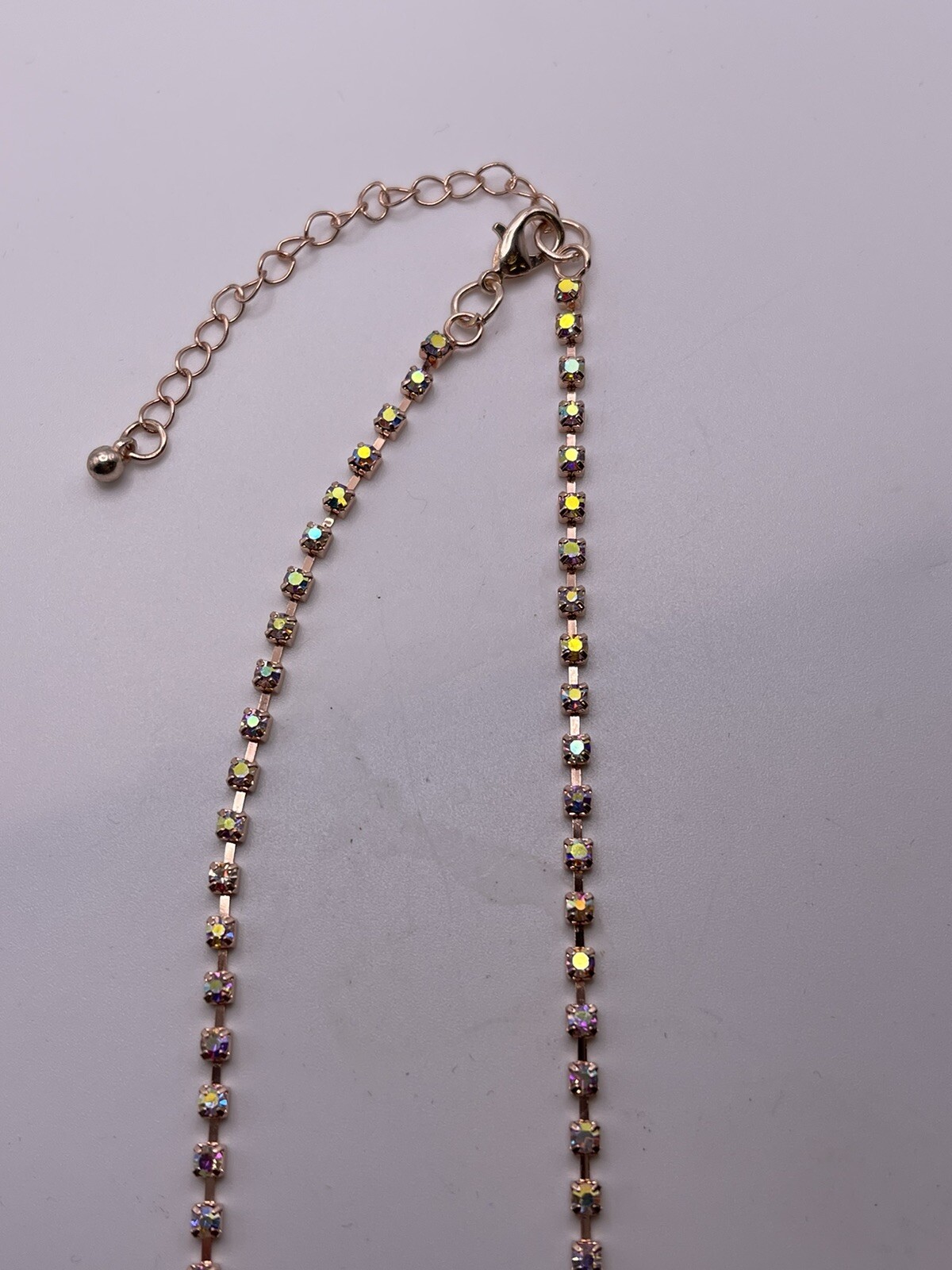 Vintage Rose Gold Toned Iridescent Rhinestone Necklace PAGEANT BLING | eBay