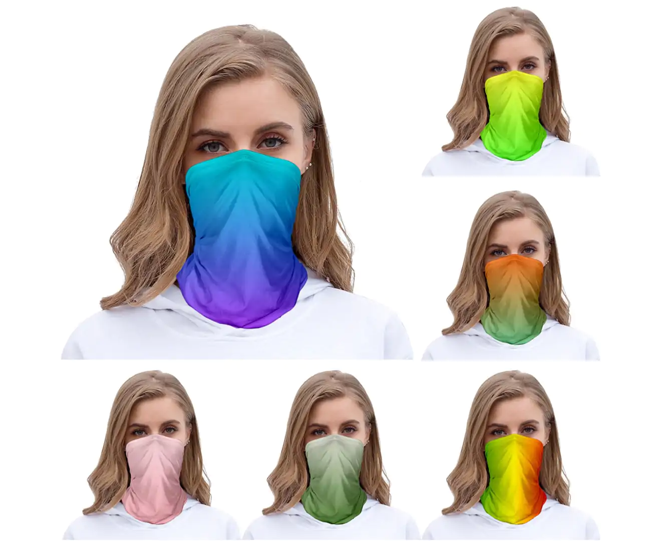 Unisex Gradient Color Windproof anti UV Dust Face Cover Neck Gaiter ...