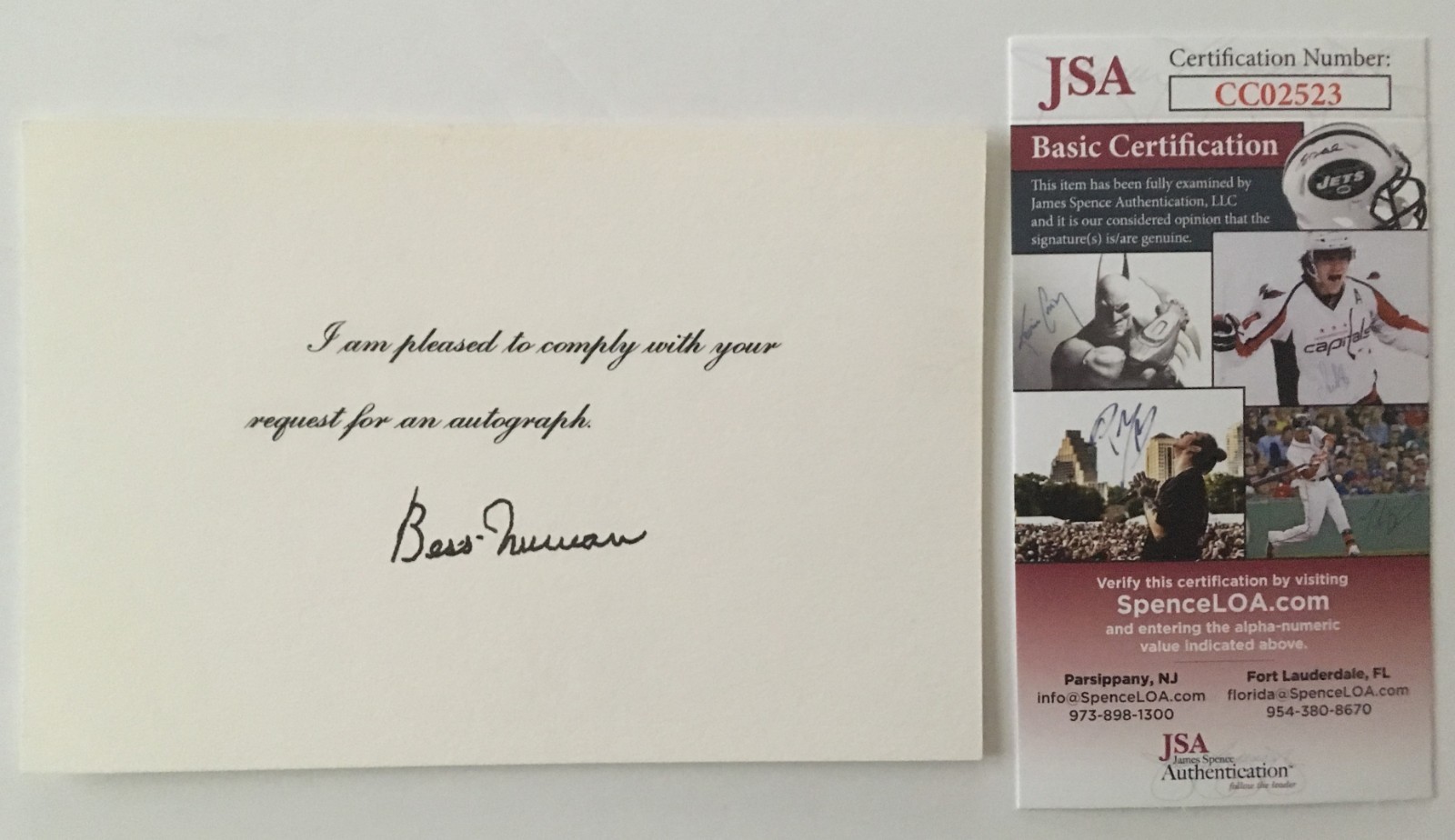 Bess Truman Signed Autographed 4x6 Card JSA Certified Harry First Lady ...