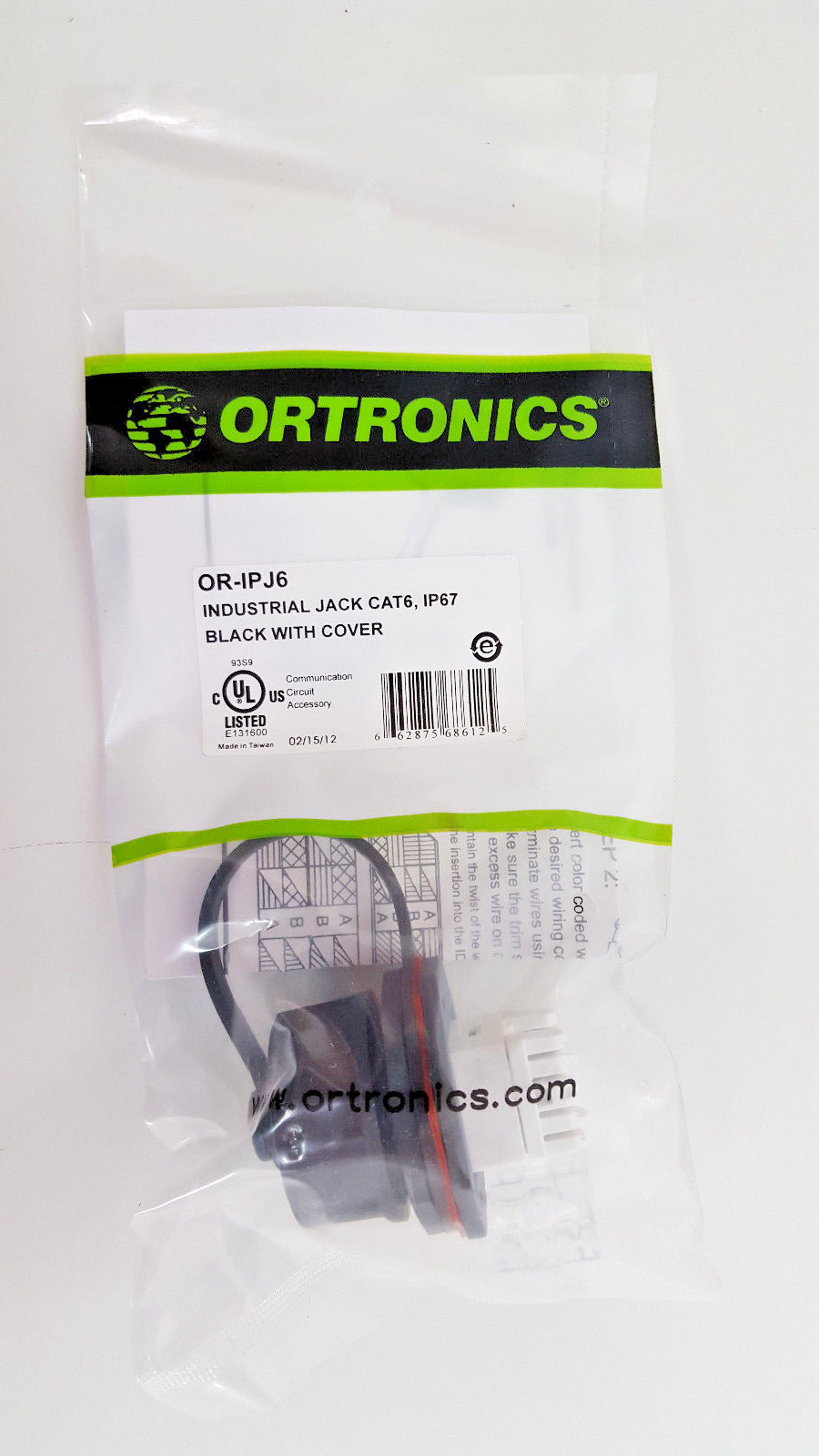 New Ortronics OR-IPJ6 Industrial Jack CAT6 IP67 Black w/ Protective ...