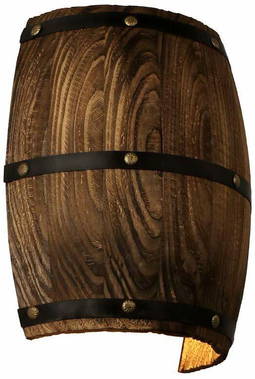 2 Packs Wall Lamp Wood Wine Barrel Wall Lights Fixtures Sconce Up Down ...