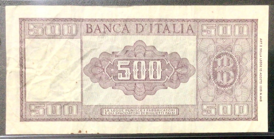1947 ITALY PAPER MONEY - 500 LIRE BANKNOTE! | eBay