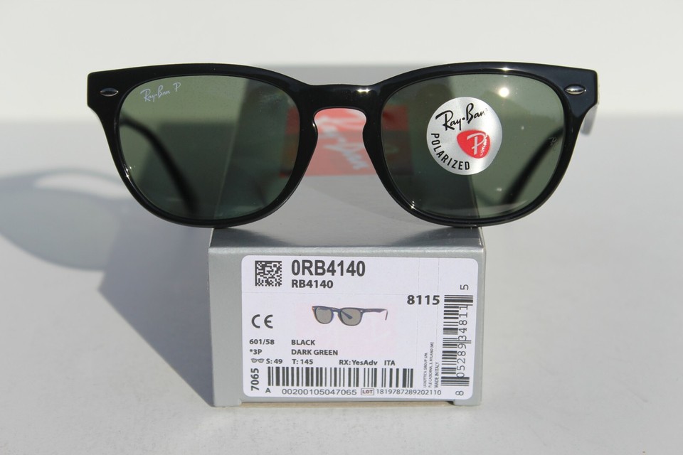 RAY-BAN RB4140 Womens POLARIZED Sunglasses Black/Green Gray Wayfarer ...